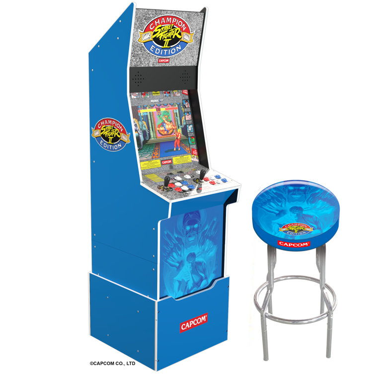 Arcade 1Up Arcade1Up Street Fighter II Big Blue Arcade Machine - Champion Edition with Riser ...